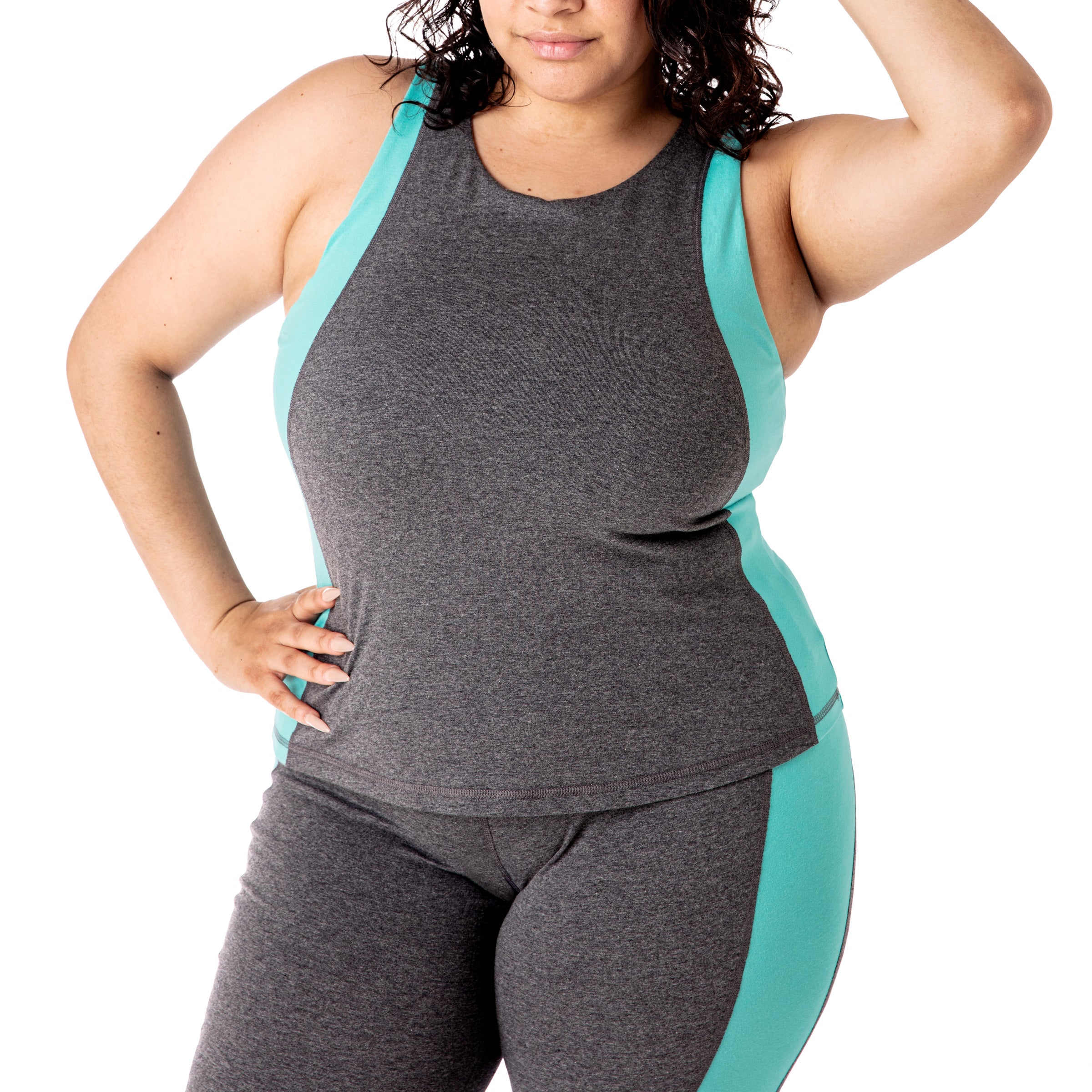 Red Color Block Tank w/ Shelf Bra – Rainbeau Curves